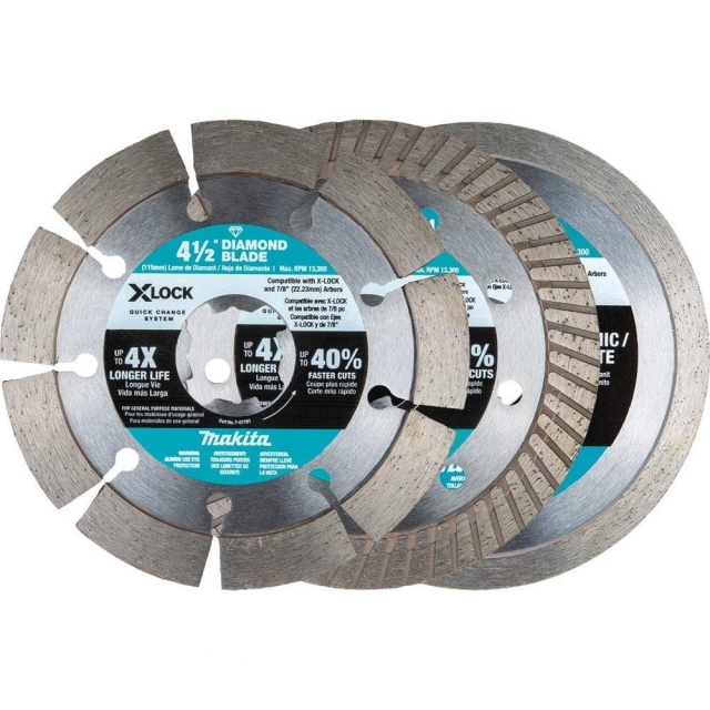 Makita / X-LOCK 4-1/2 in. Diamond Blade Variety Pack for Masonry ...