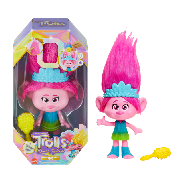 Mattel / Dreamworks Trolls Band Together Rainbow Hairtunes Poppy Doll ...