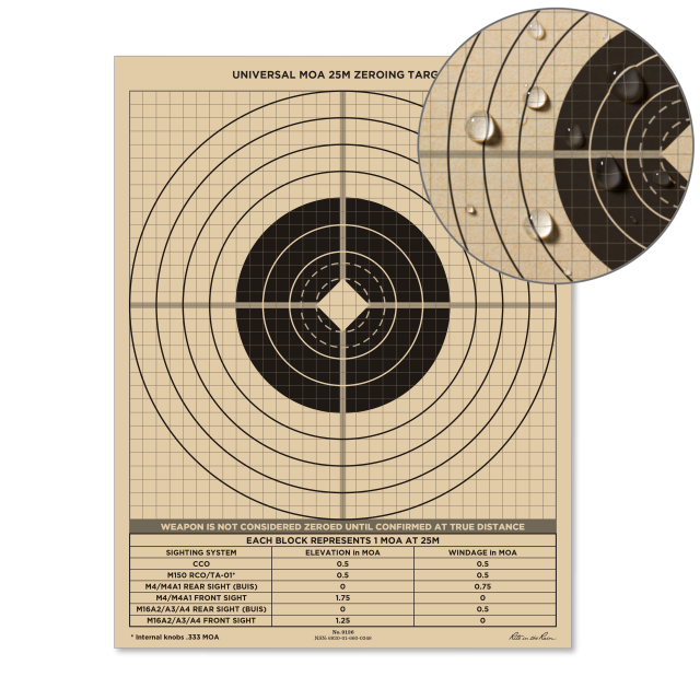 Rite In The Rain / Weatherproof 25 Meter Target, 8.5" x 11", Tan, M4 ...