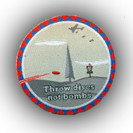 Throw Discs Not Bombs Patch • Marshall Street Disc Golf