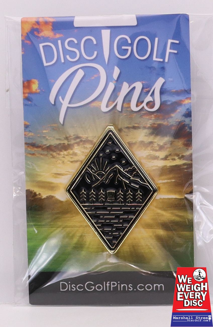 Gold and Black Mountain Disc Golf Pin • Marshall Street Disc Golf