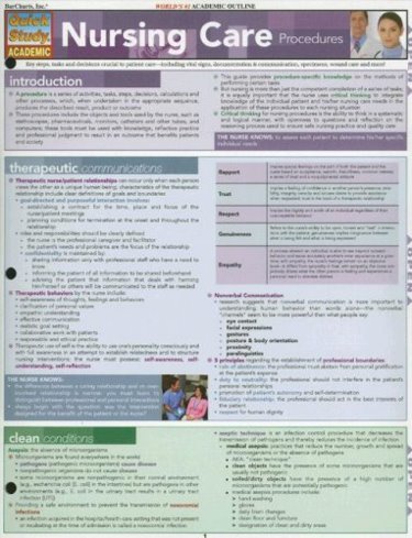 Campus Store : Nursing Care Procedures Laminated Reference Chart