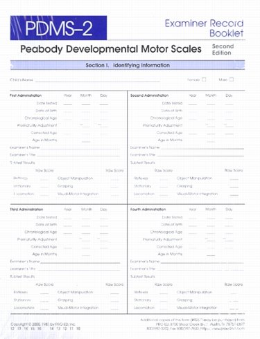 MatthewsBooks.com - () : PDMS-2 Examiner Record Booklet. Pack of 25 : Pro-Ed : : Books