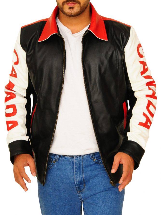 Canadian Flag Leather Jacket | Men's Leather Jacket | MauveTree
