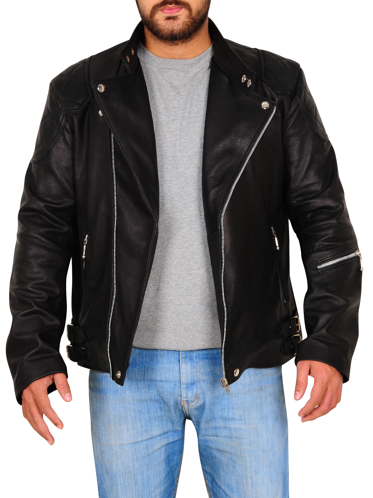 Black Biker Leather Jacket Lapel Style | Men's Jacket | MauveTree