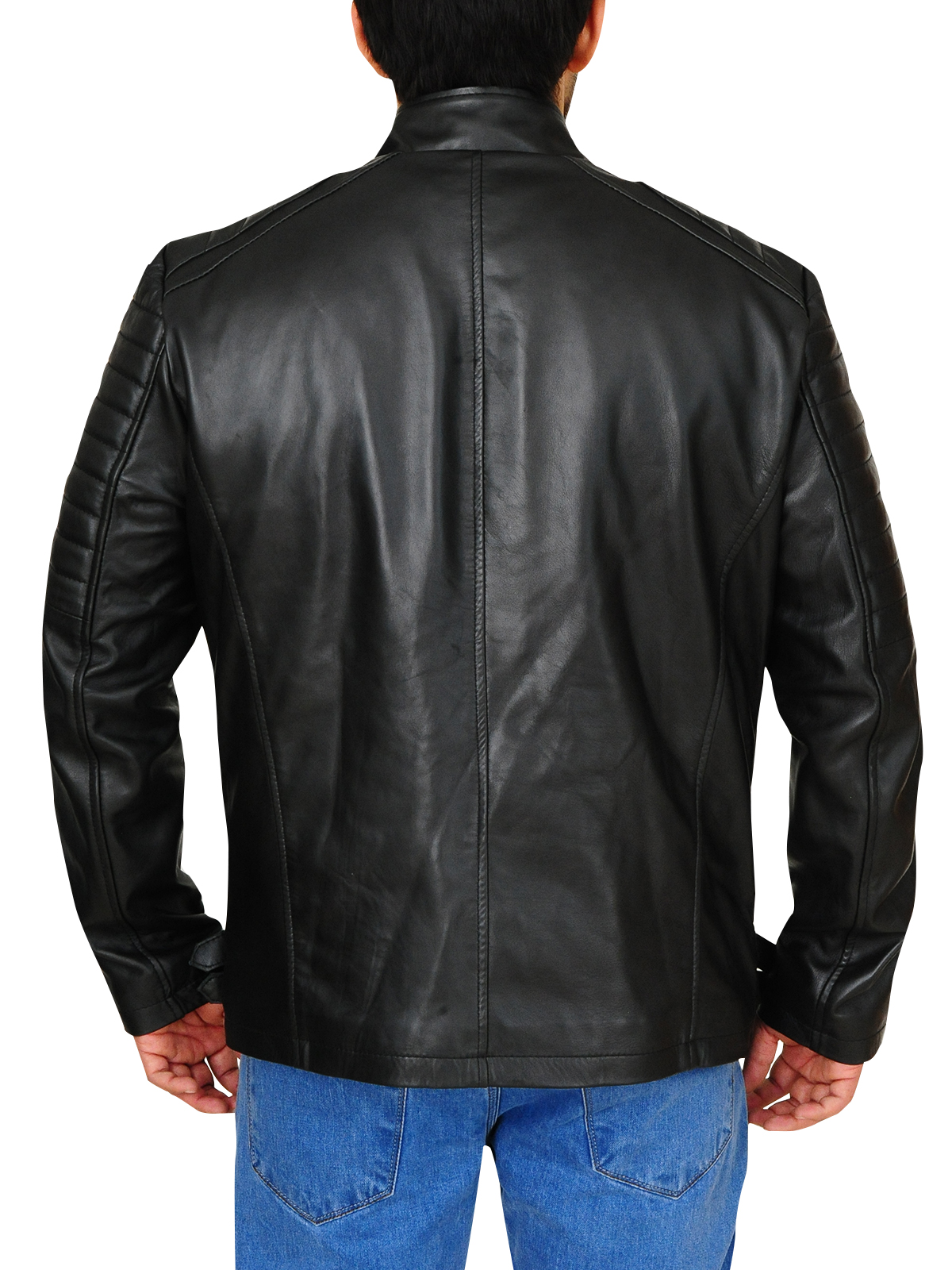 Pitch Black Men Snap Tab Leather Jacket | Men Jackets | MauveTree