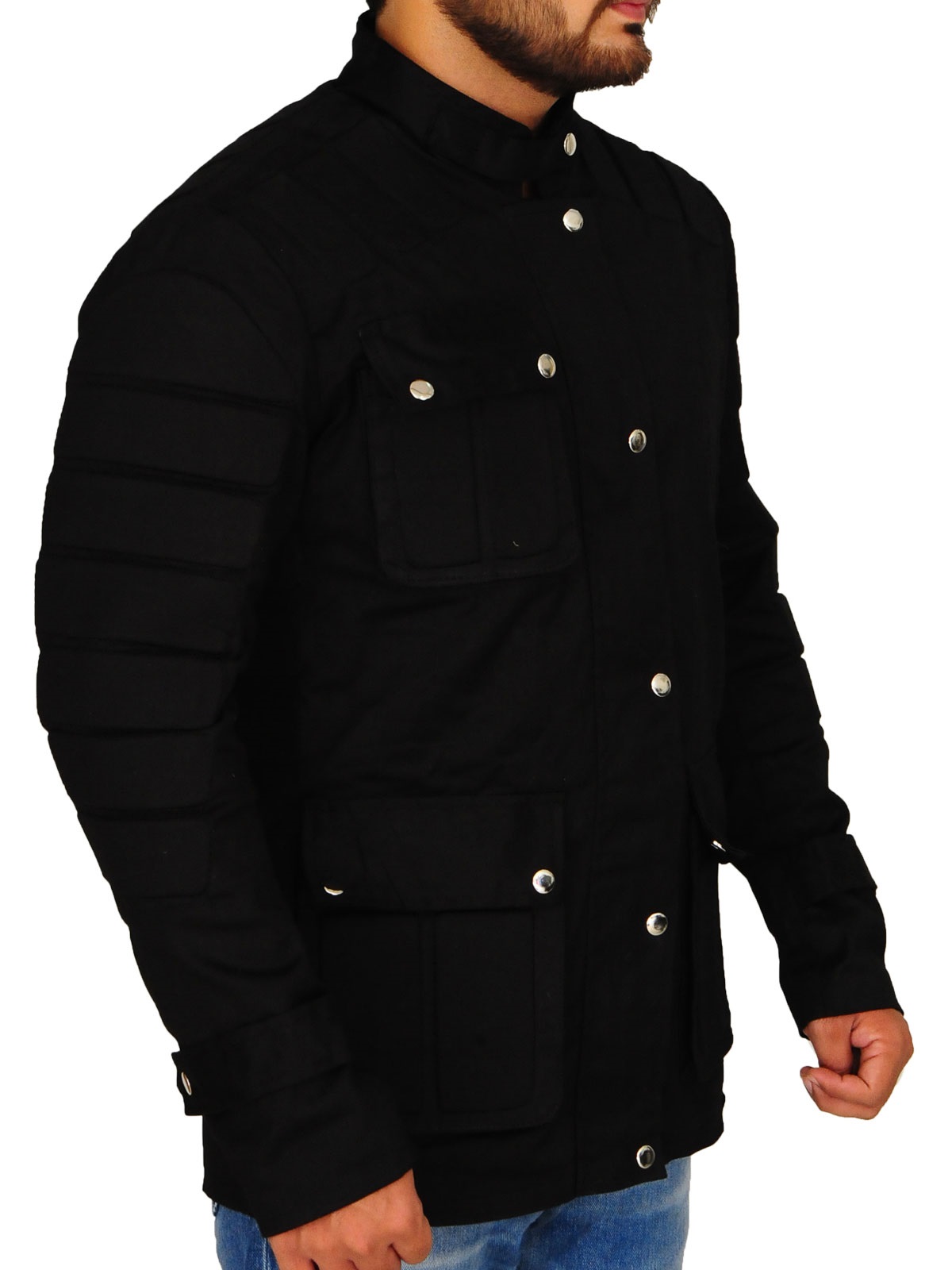 Men Black Padded Cotton Jacket | Men Jackets | MauveTree