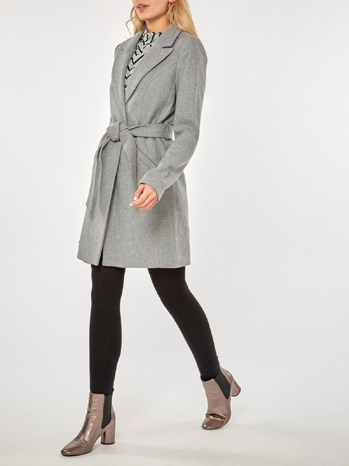 Women Light Gray Wool Trench - Women Jacket - MauveTree