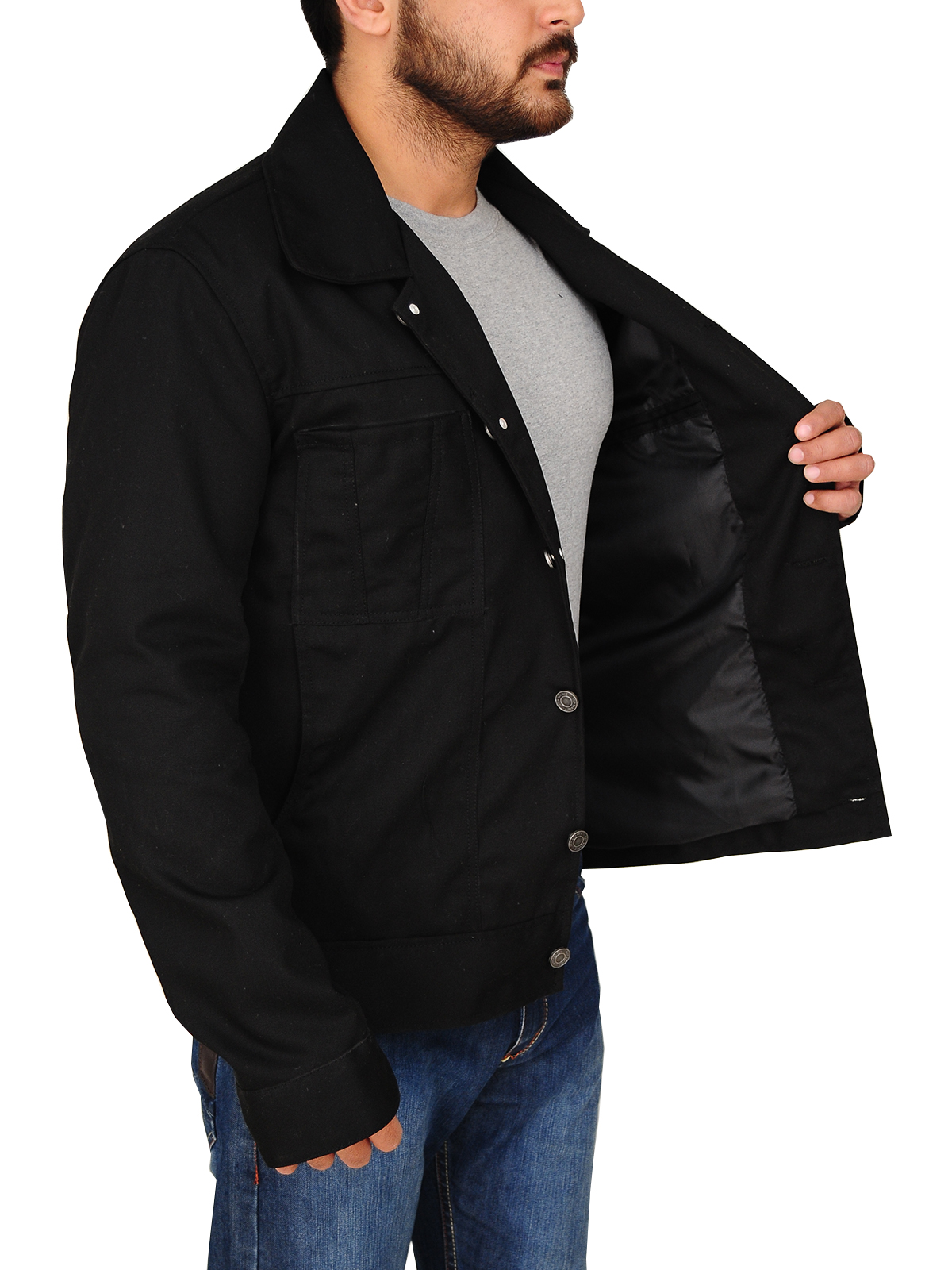 Mens Casual Black Cotton Jacket | Men Jackets | MauveTree