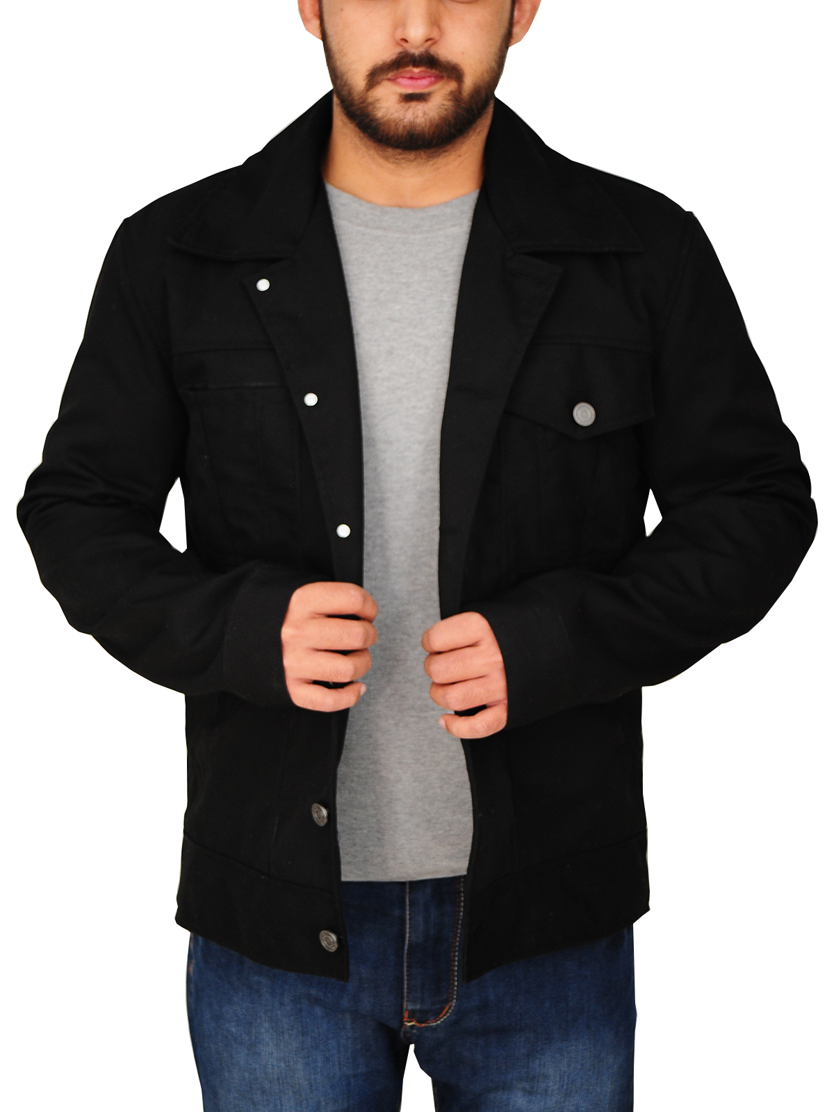 Mens Casual Black Cotton Jacket | Men Jackets | MauveTree