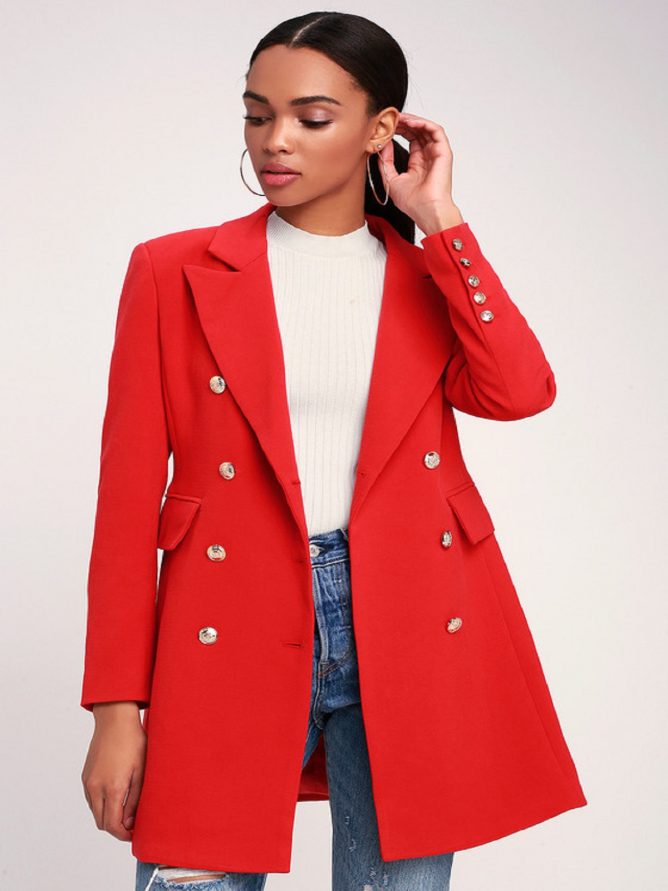 Women Red Long Wool Coat | Women Jacket | Mauvetree.com
