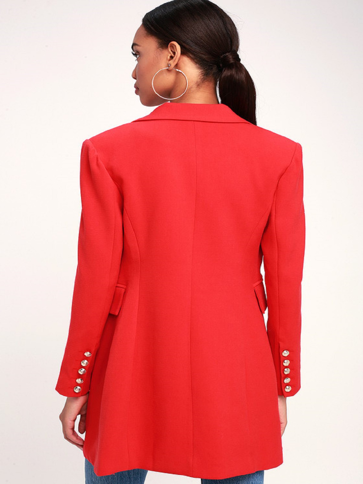 Women Red Long Wool Coat | Women Jacket | Mauvetree.com