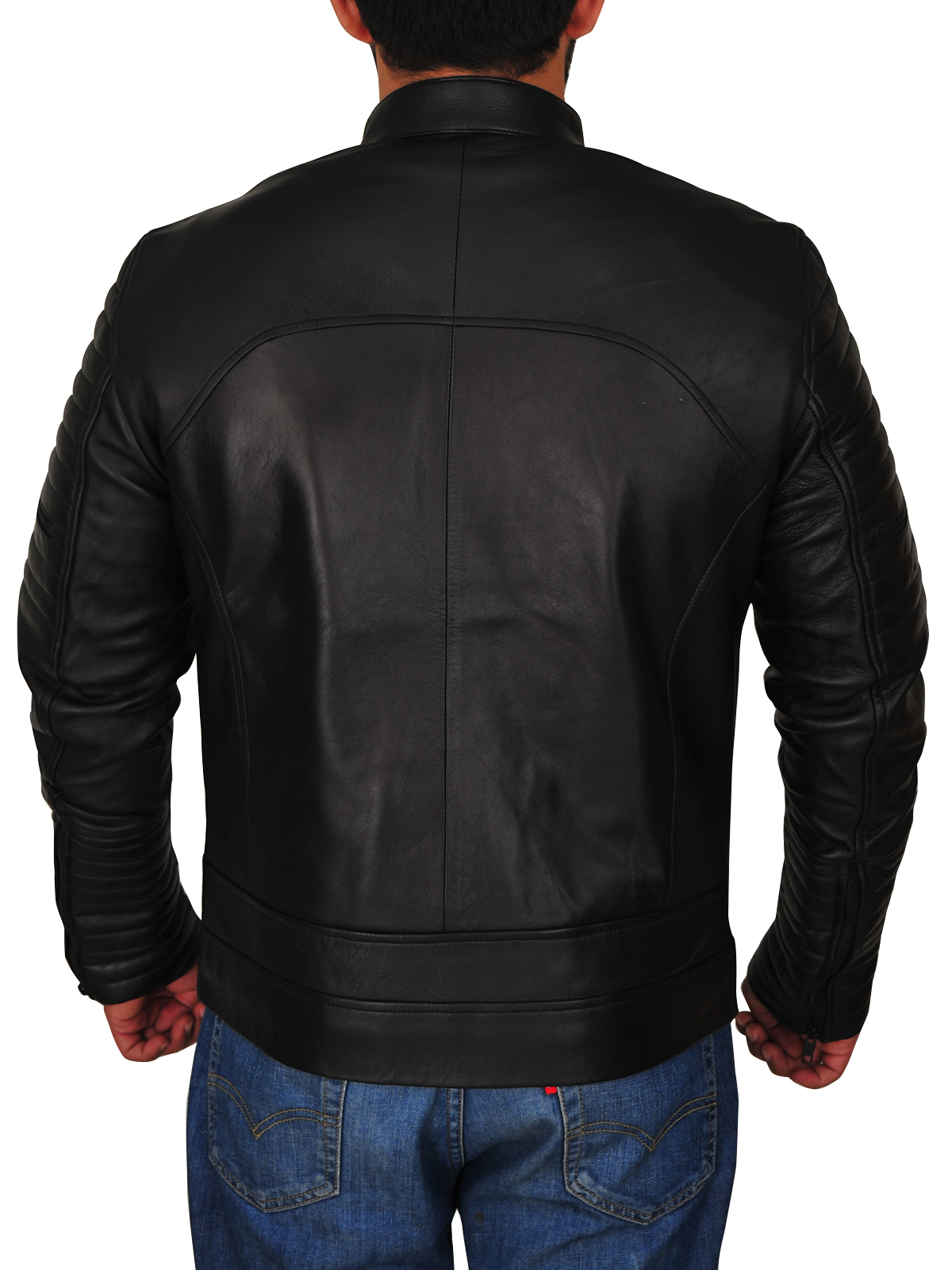 Mens Padded Sleeve Moto Leather Jacket - Mauve Tree - MauveTree.com