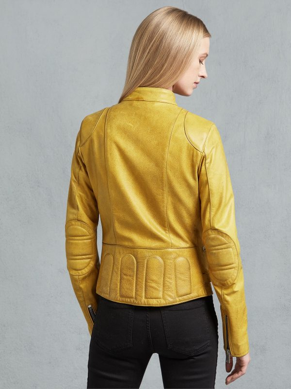 Women Bright Yellow Leather Jacket | Women Jacket | Mauvetree.com