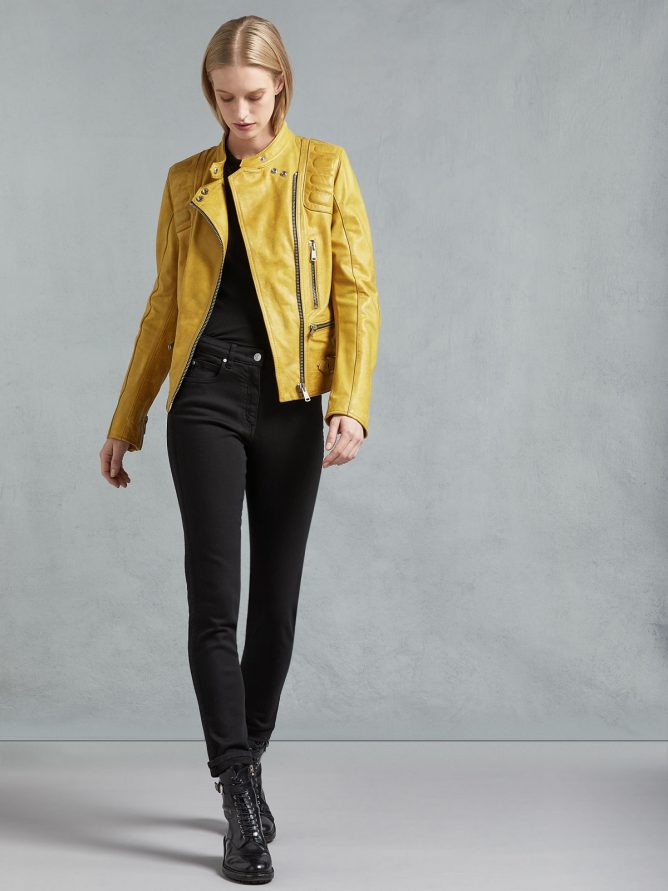 Women Bright Yellow Leather Jacket | Women Jacket | Mauvetree.com