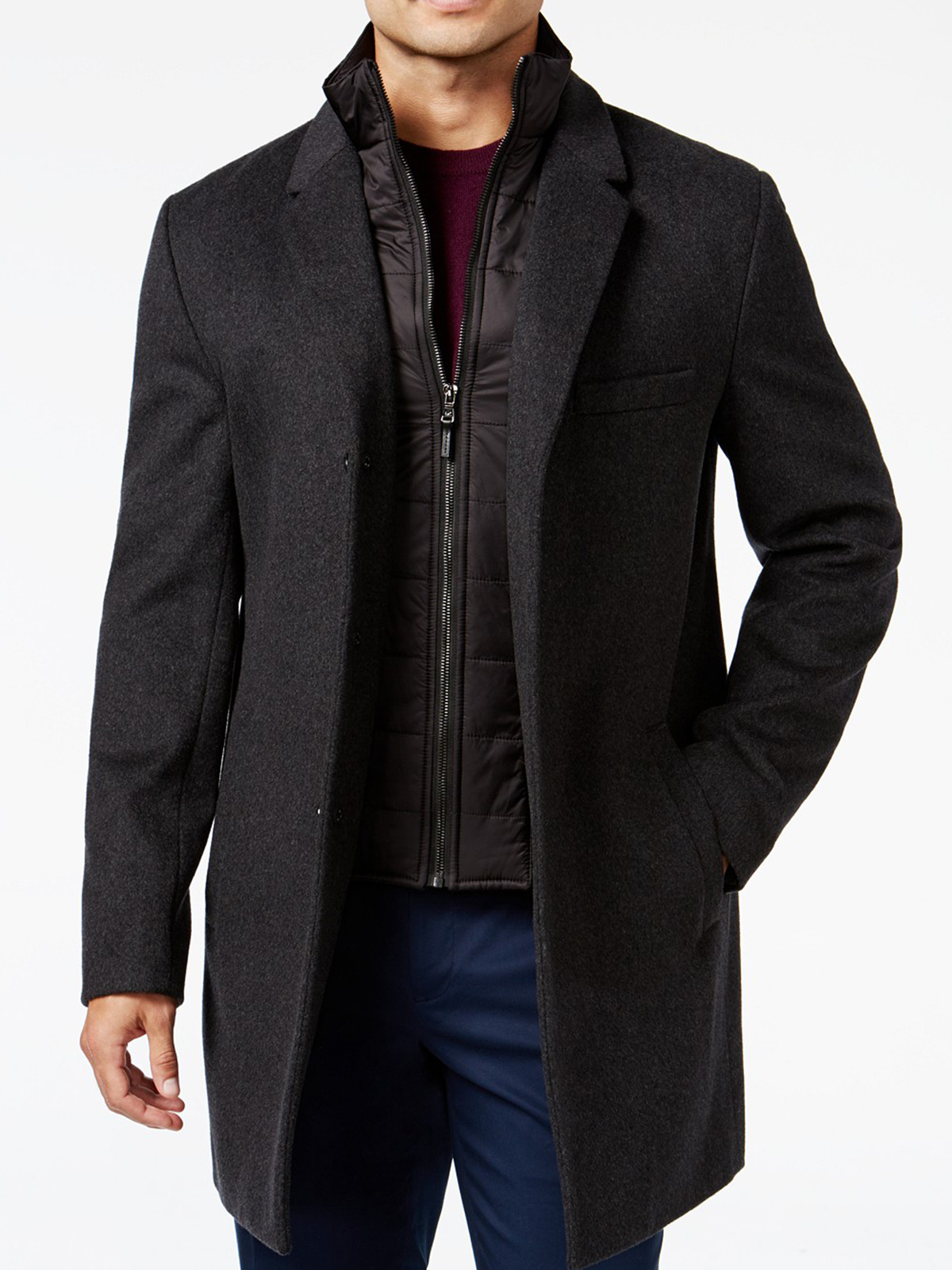 Men's Water Resistant Slim Fit Overcoat