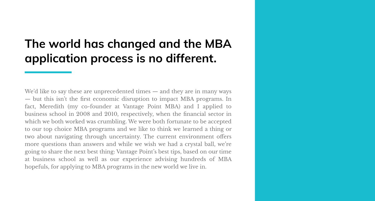 Vantage Point MBA: How to Apply to an MBA Program in a Post-COVID World ...