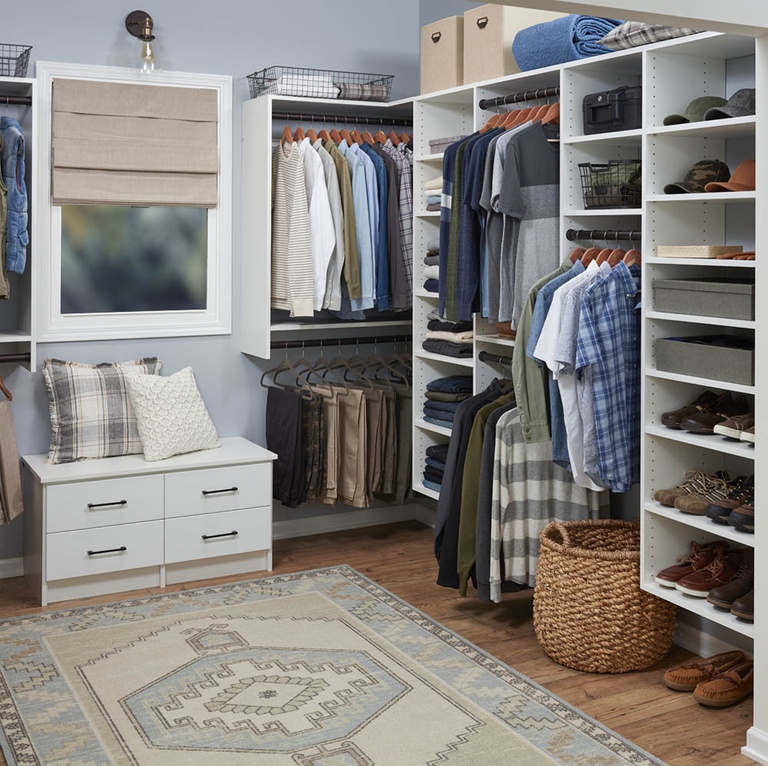 His & Hers Walk-In Closet with Window Bench | EasyClosets