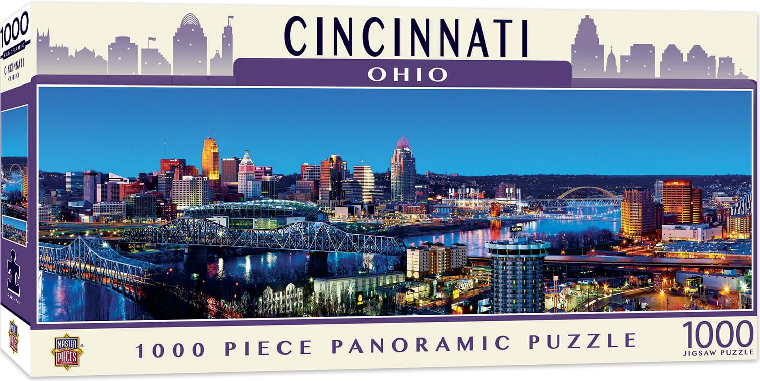 Masterpieces Inc Downtown Cincinnati Ohio 1000 Piece Panoramic Jigsaw ...