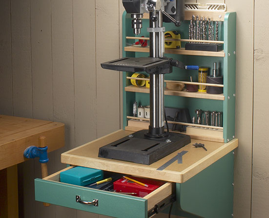 Wall-Mounted Drill Press Shelf | Woodworking Project | Woodsmith Plans