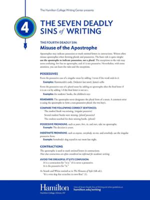 Seven Sins of Writing - The Fourth Sin - Hamilton College