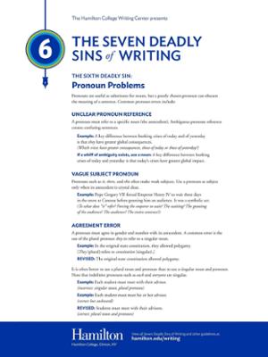 Seven Sins of Writing - The Sixth Sin - Hamilton College
