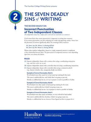 Seven Sins of Writing - The Second Sin - Hamilton College