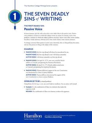 Seven Sins of Writing - The First Sin - Hamilton College