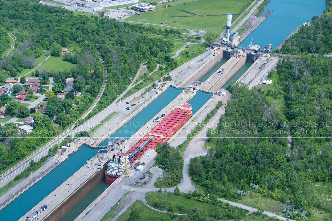 Aerial Photo | Cargo Ship in the Saint Lawrence Seaway