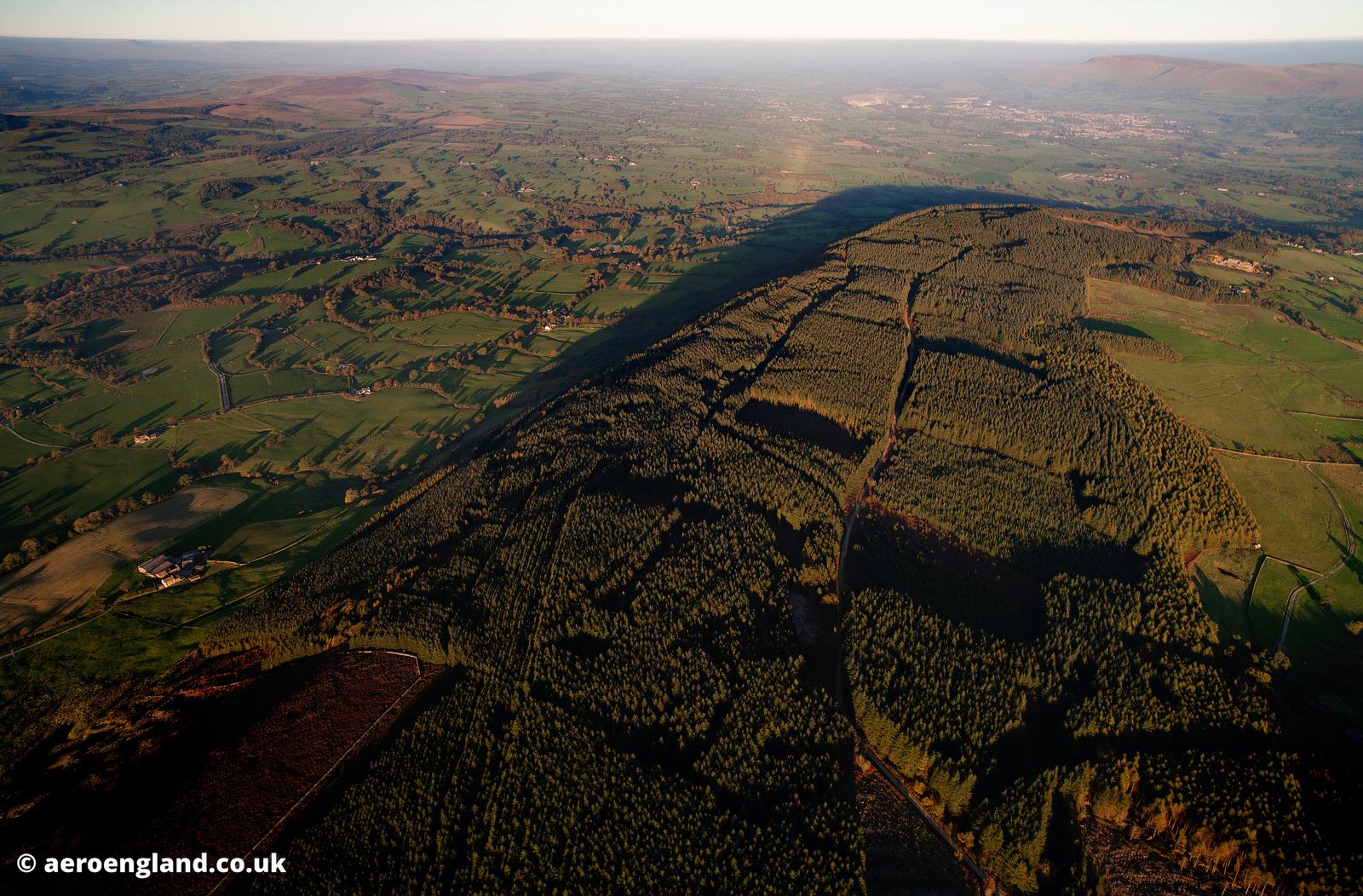 aeroengland | aerial photograph of Longridge Fell , a cuesta in the ...