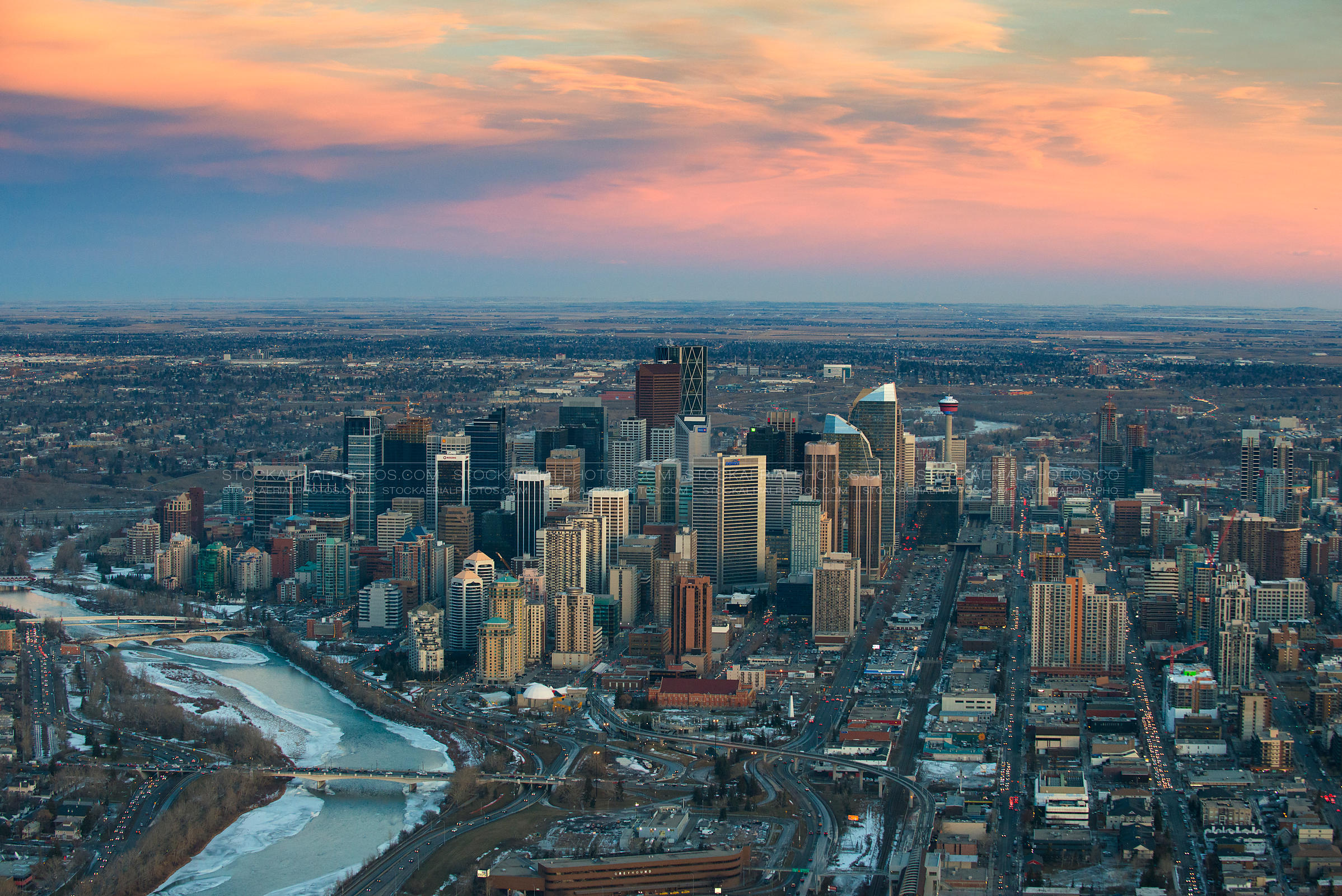 Aerial Photo | Calgary Skyline at Sunset
