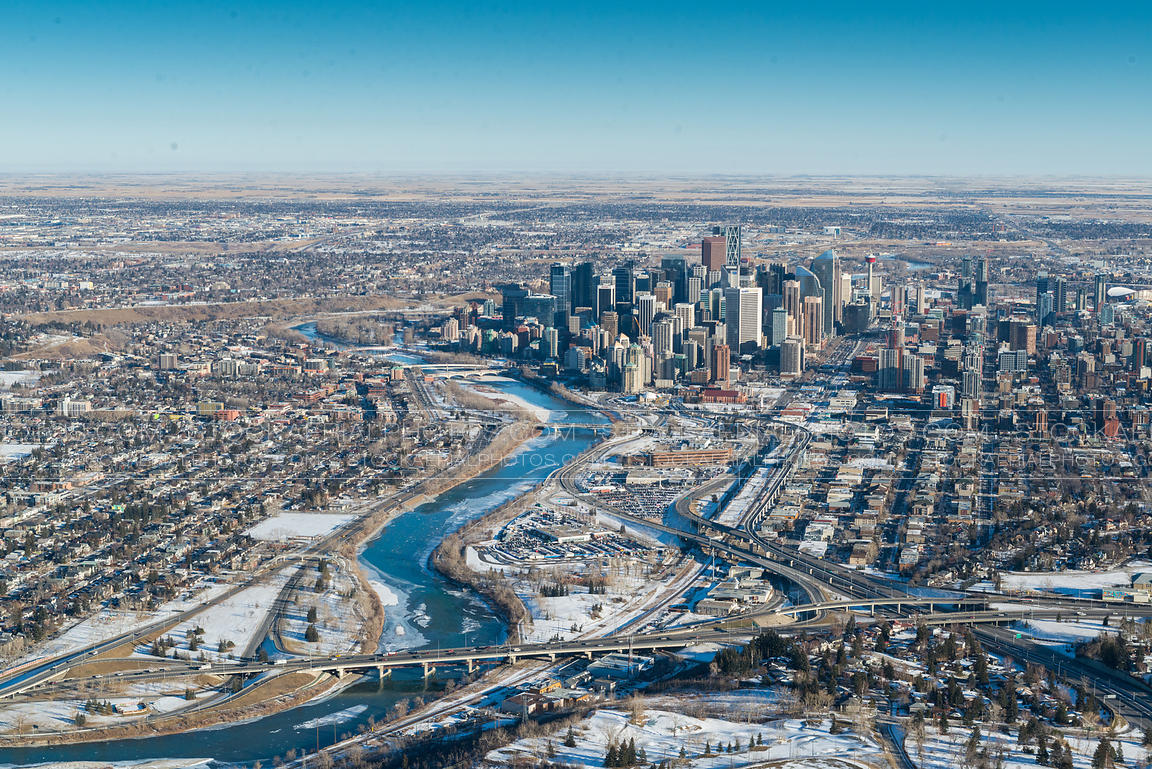 Aerial Photo | Calgary Skyline in Winter