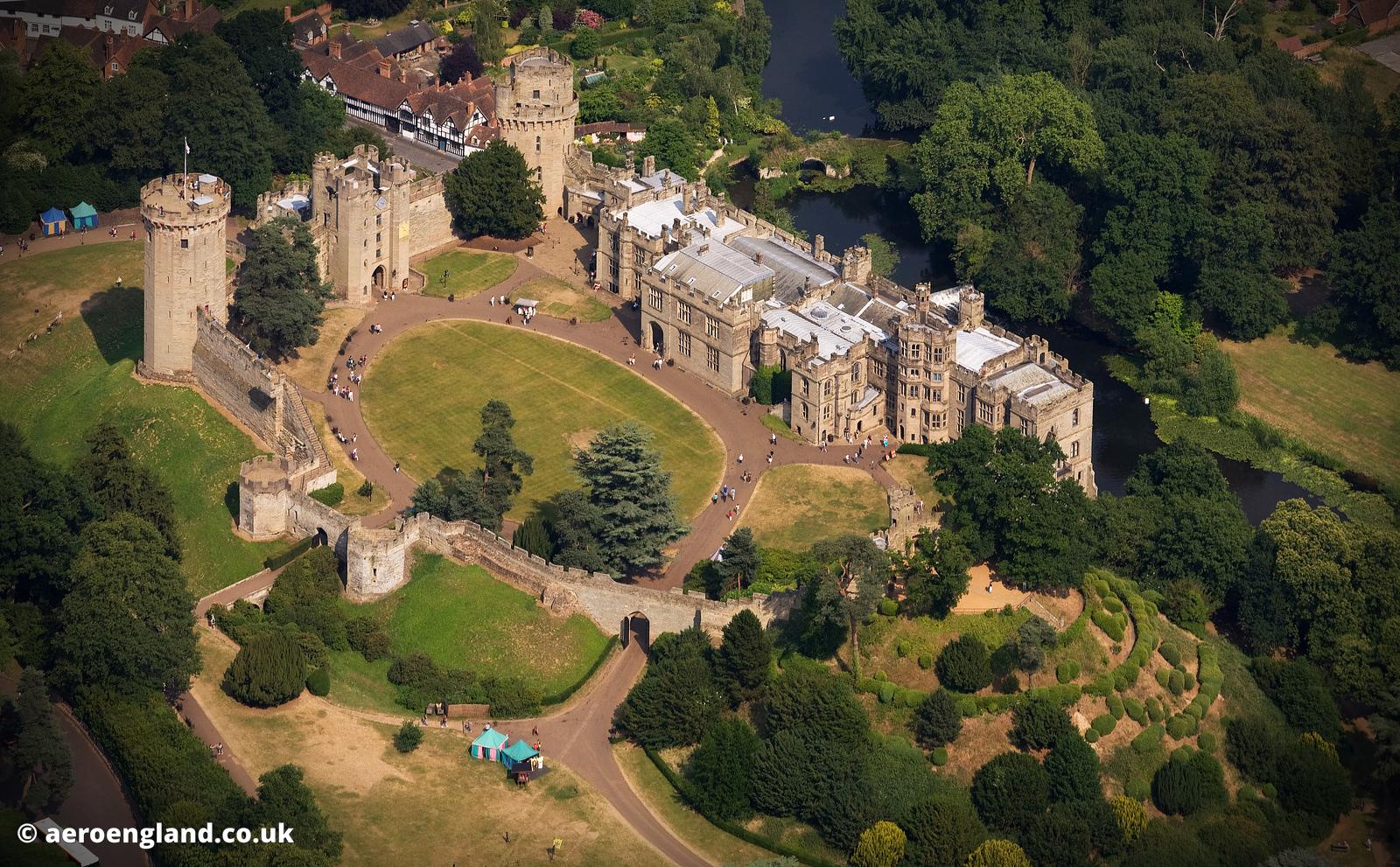 aeroengland | aerial photograph of Warwick Castle Warwickshire, England UK