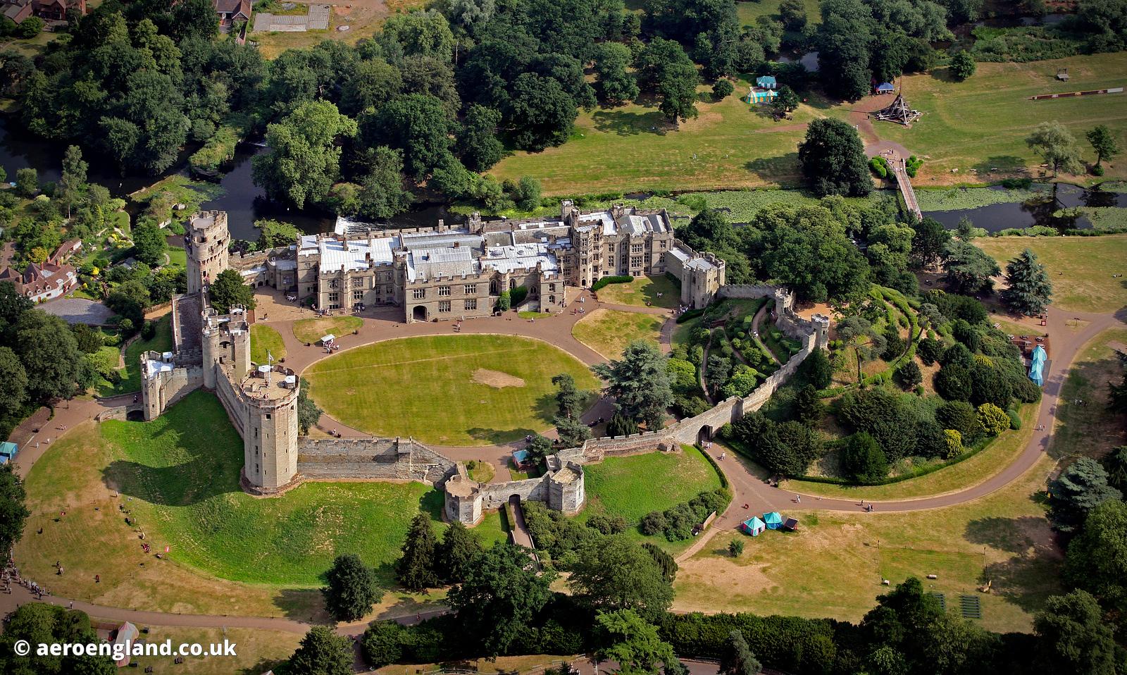 aeroengland | aerial photograph of Warwick Castle Warwickshire, England UK