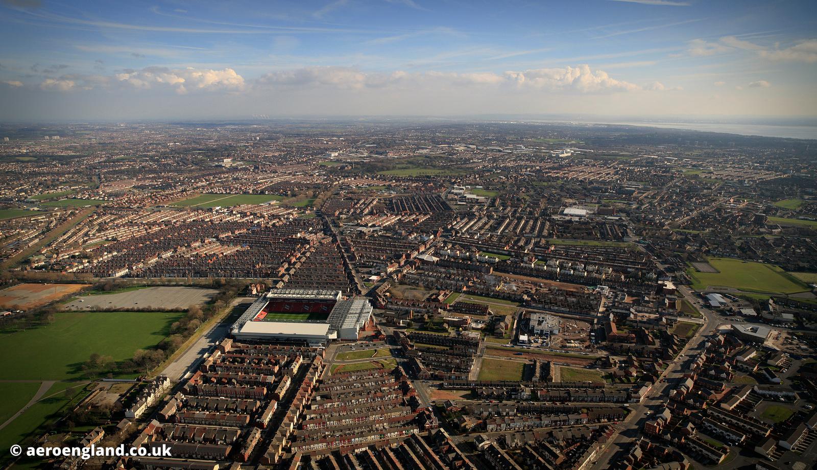 aeroengland | aerial photograph of Terraced Houses in the Anfield ...
