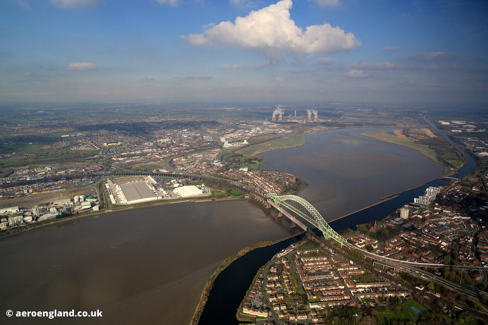 aeroengland | aerial photograph of the River Mersey at Runcorn Bridge ...