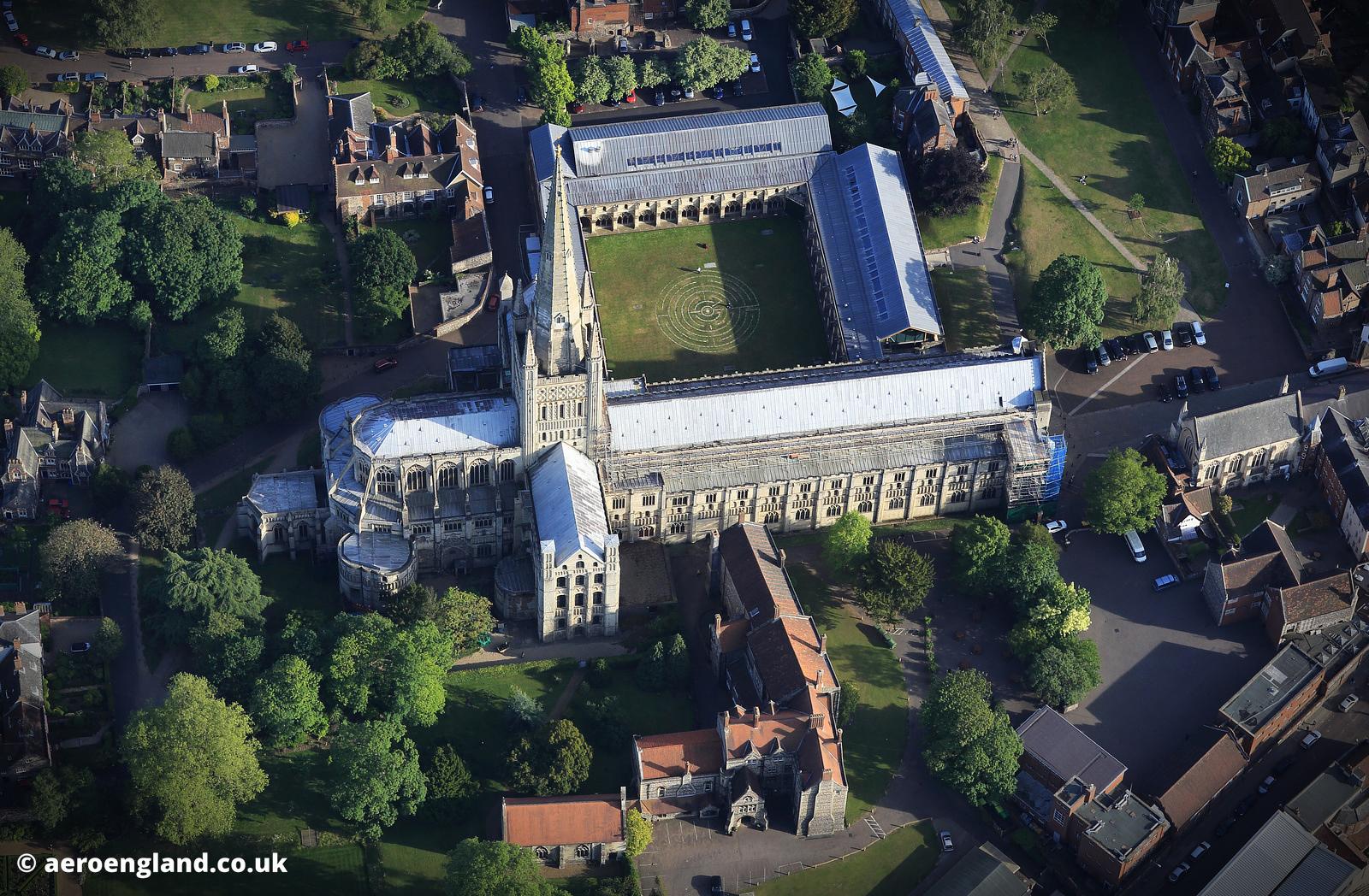 aeroengland | aerial photograph of Norwich Cathedral , Norfolk, England UK