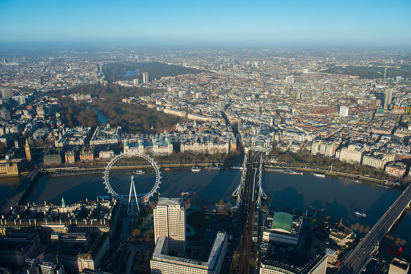 Aerial View. Aerial view of the London Eye, London . Jason Hawkes