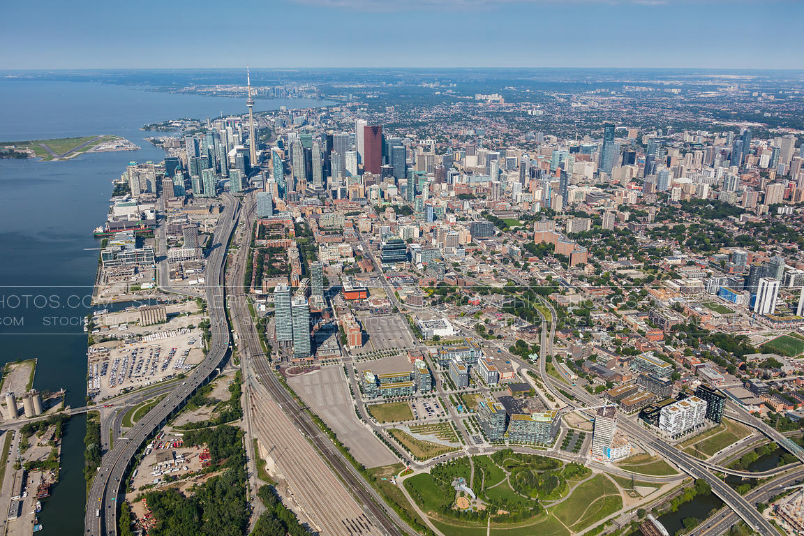 Aerial Photo | Corktown Common, The Distillery District, East Bayfront