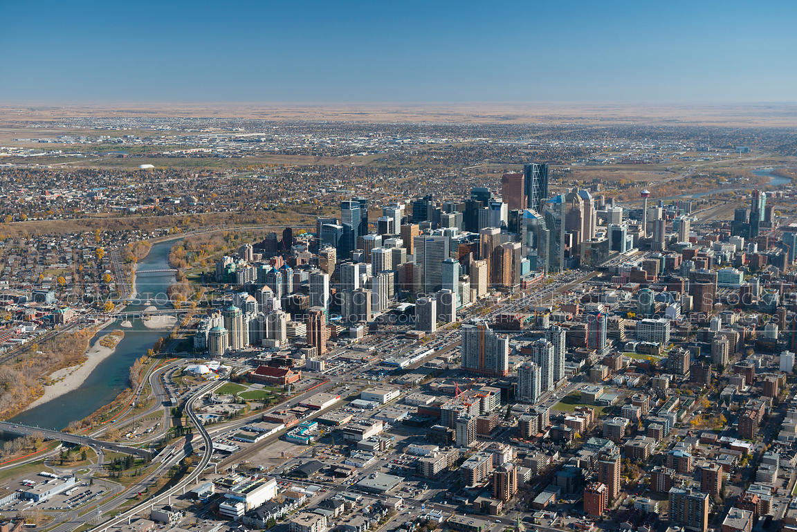 Aerial Photo | Calgary City Skyline in Fall