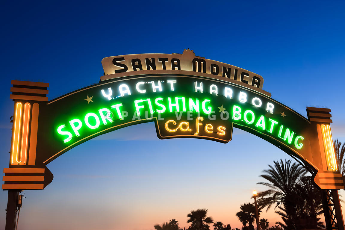 Image: Santa Monica Pier Sign Large Canvas Print, Buy Stock Photo ...