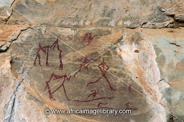 Photos and pictures of: Rock-art, battle scene painting at Battle Cave ...