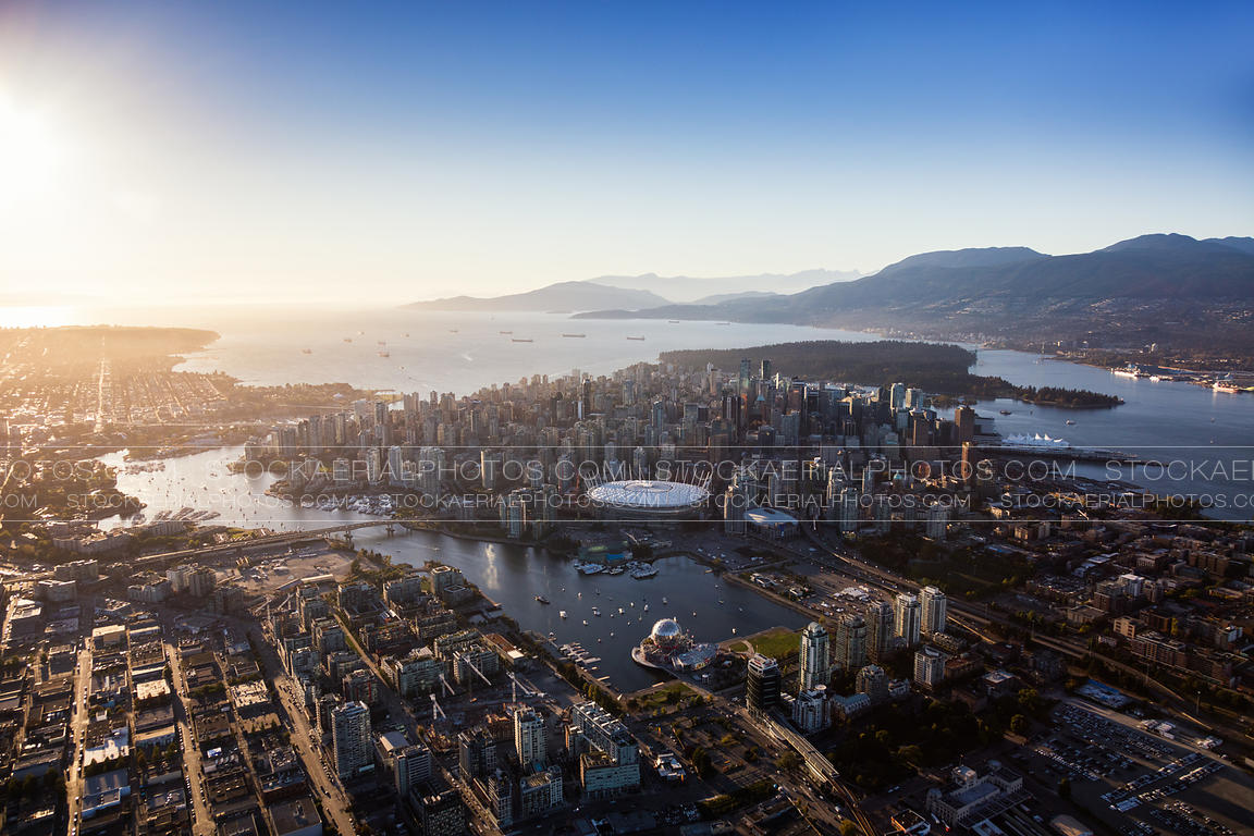 Aerial Photo | Downtown Vancouver Skyline at Sunset