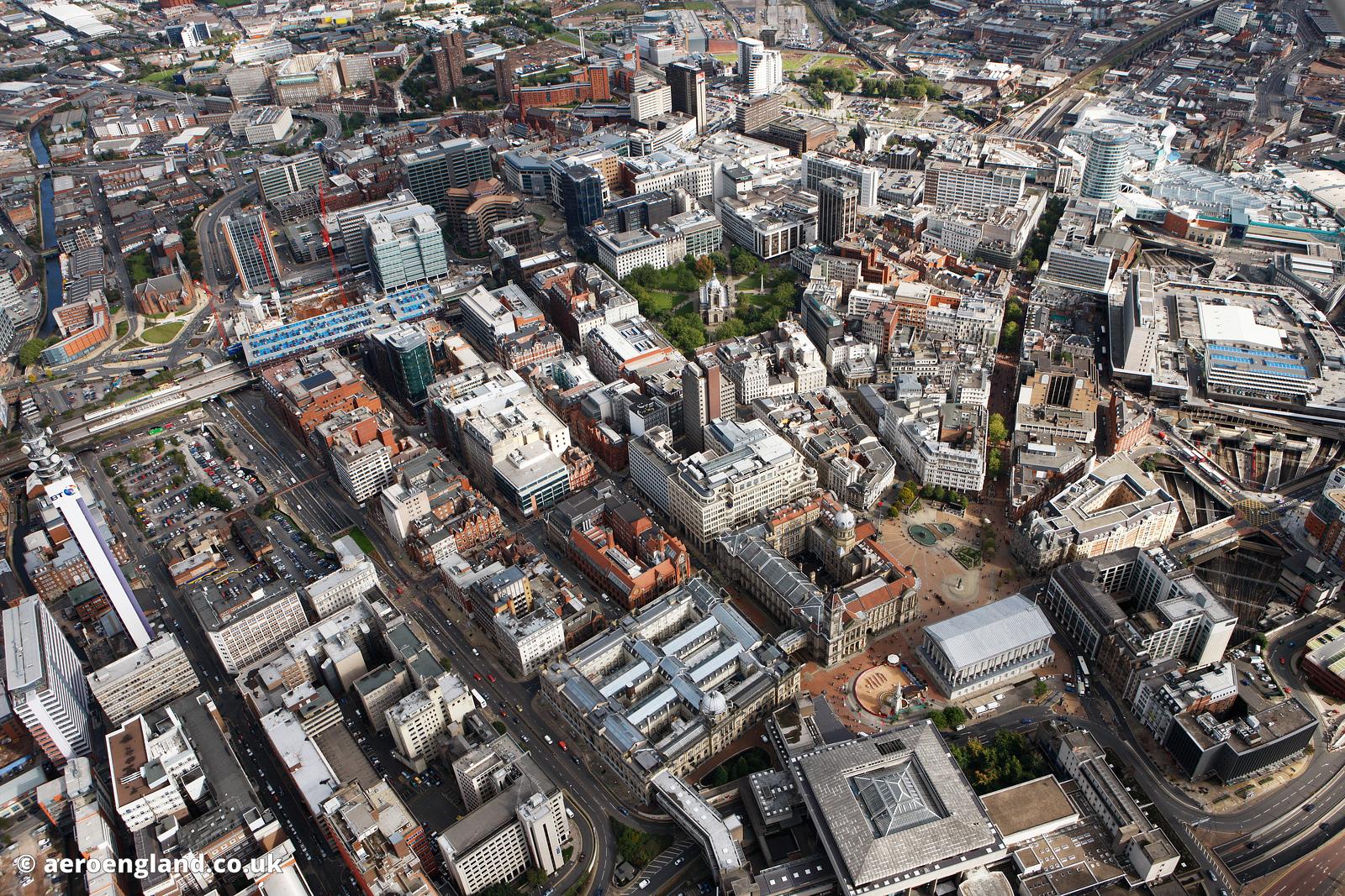 aeroengland | Panoramic wide angle aerial photograph of Birmingham city ...