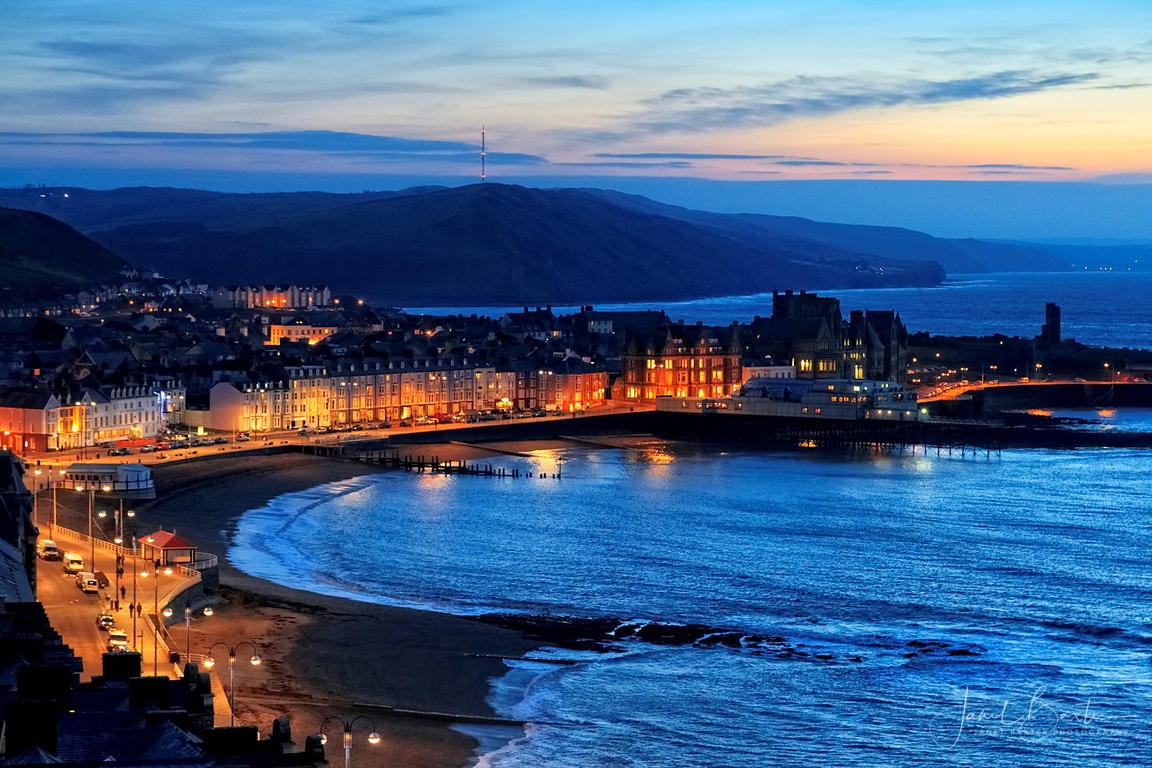 Janet Baxter Photography | Aberystwyth at night from Constitution Hill