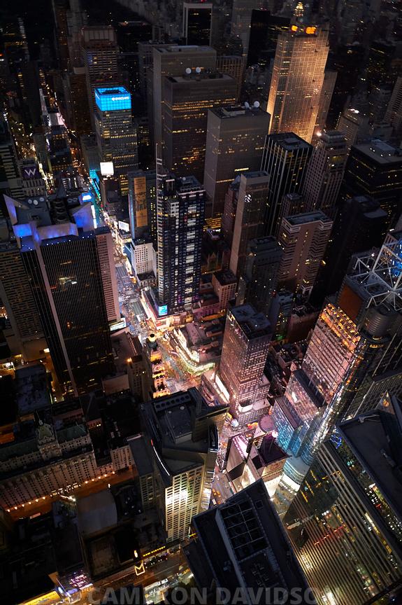 Aerial photograph of Times Square at night - Stock Image - Everypixel