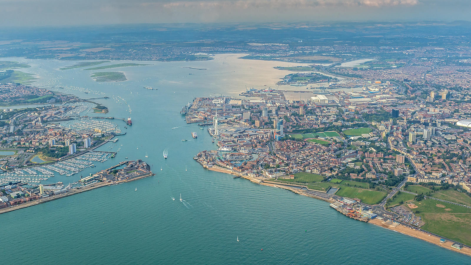 Upix Photography | Aerial View of Portsmouth Harbour with Spinnaker Tower