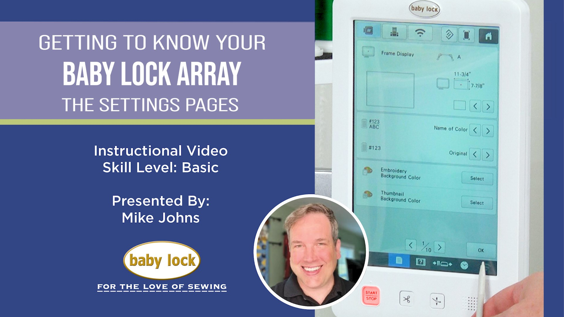 Getting to Know Your Baby Lock Array - The Settings Pages
