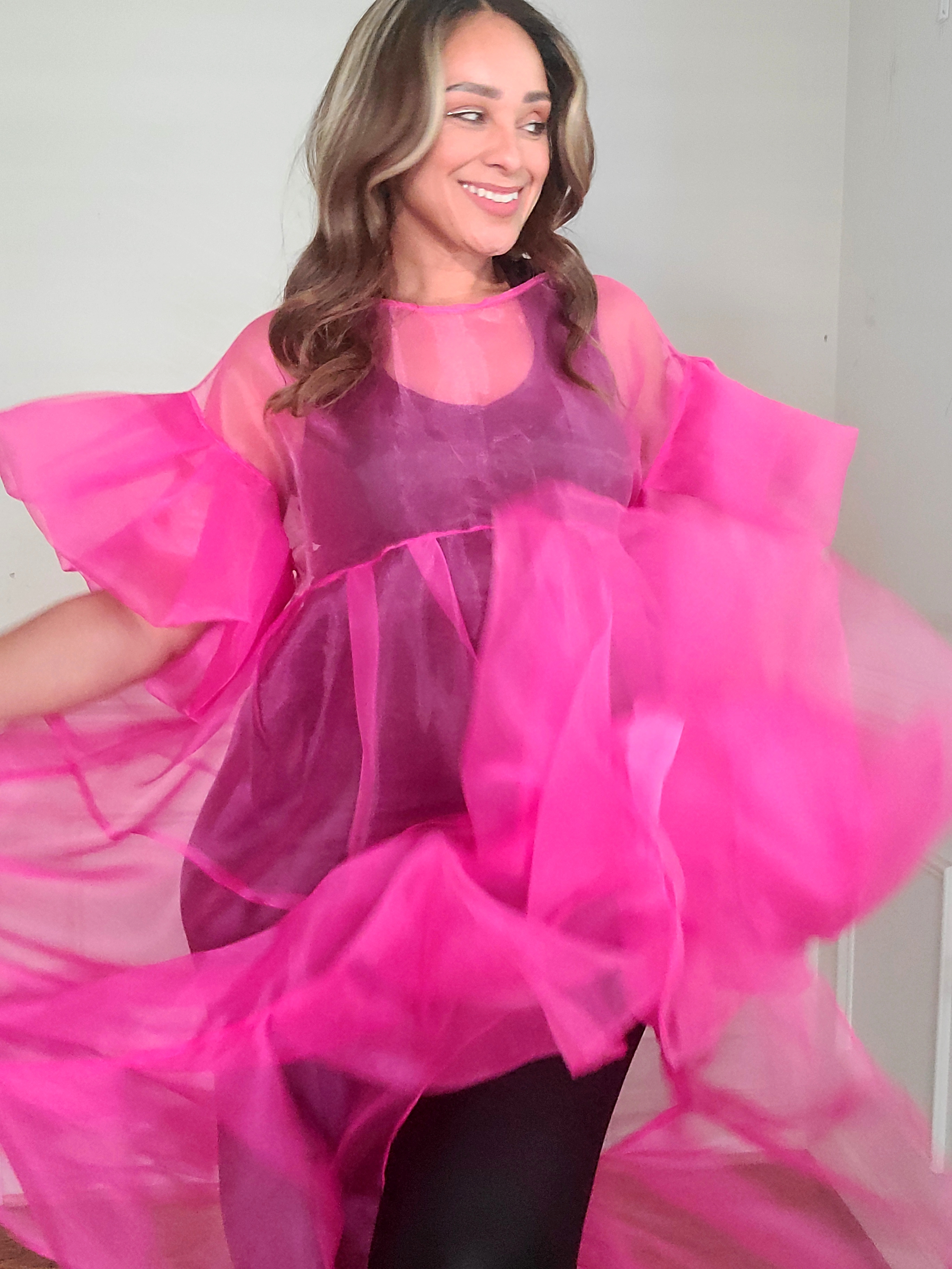 Learn to Sew an Oversized Pleated Organza Dress