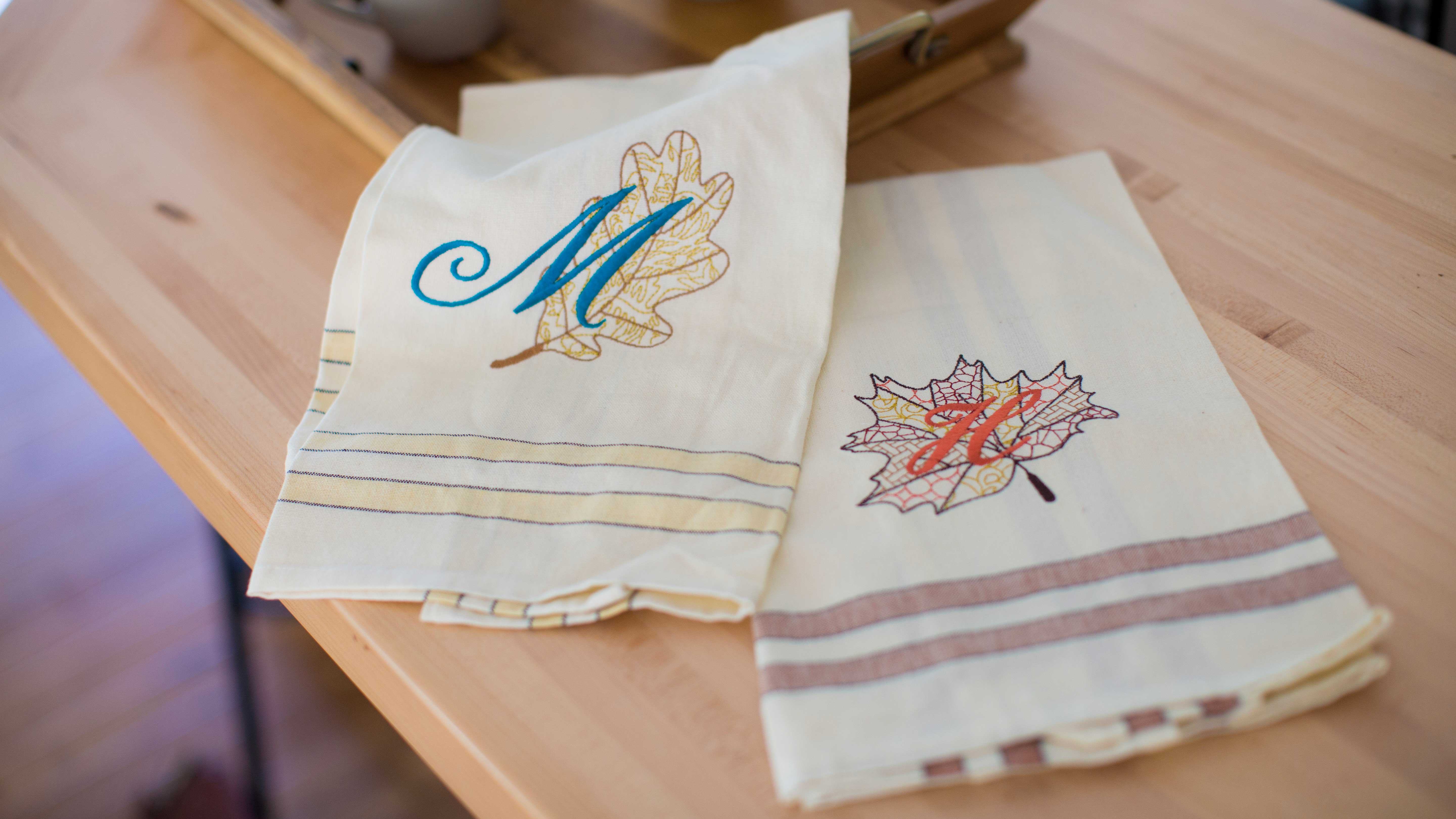 Fall Embroidered Tea Towels